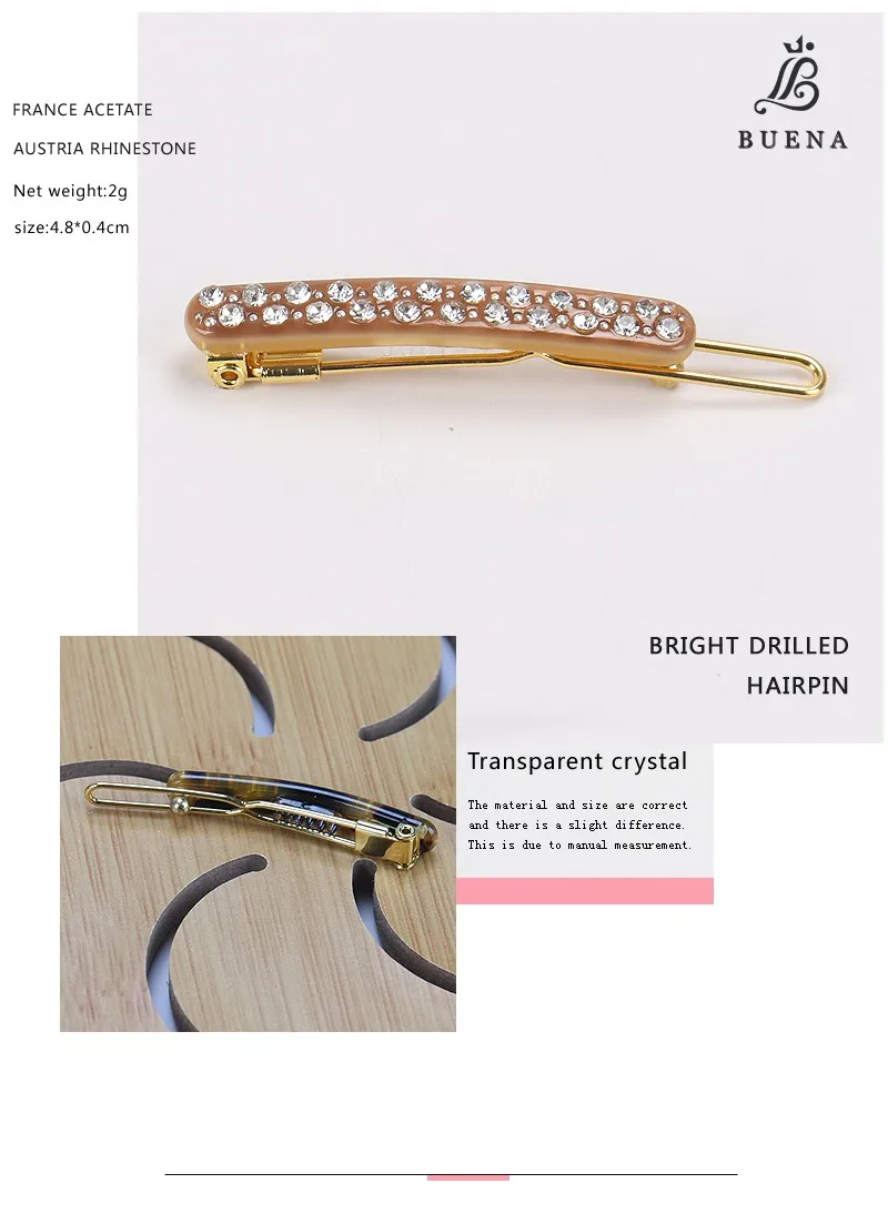 Hot Sale Rectangle Acrylic Hair Pin Clip Full Crystal Hairpins High ...