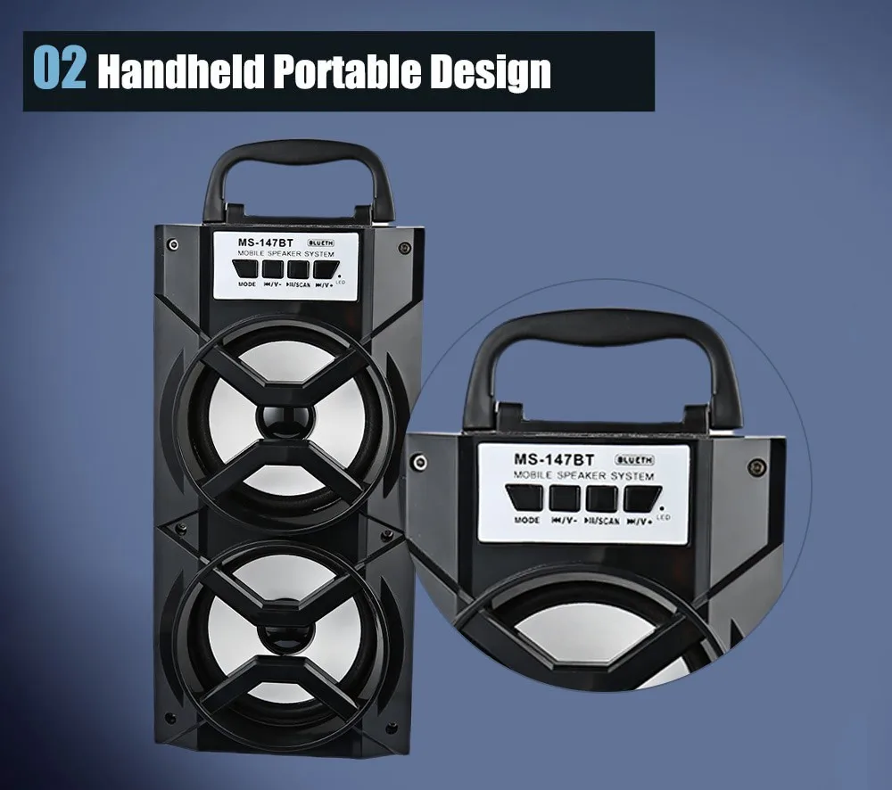 Hi-fi Stereo Wireless Portable Subwoofer Speaker With Tf Usb Fm Radio ...