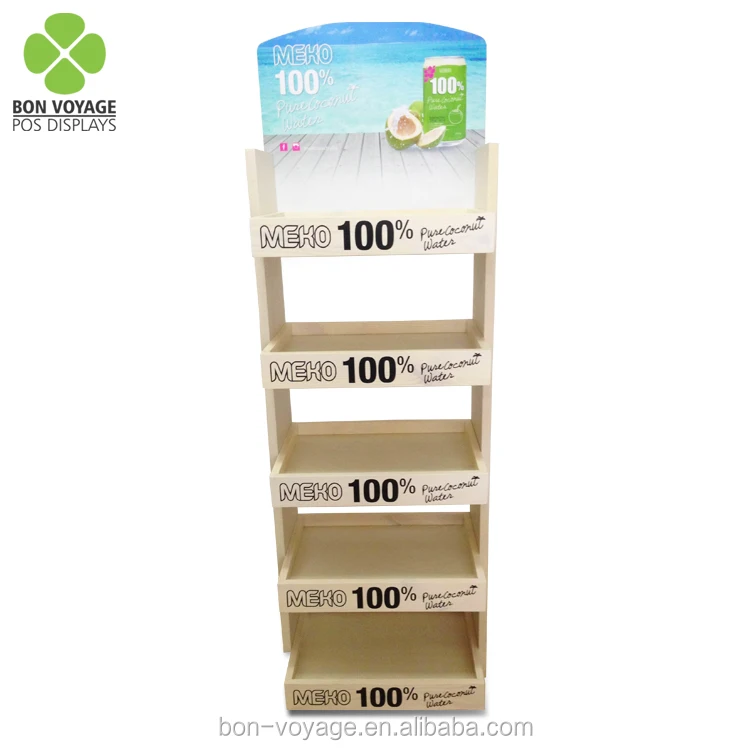 Pine Wood Display Rack For Beverages Supermarket Wooden Coconut Water ...