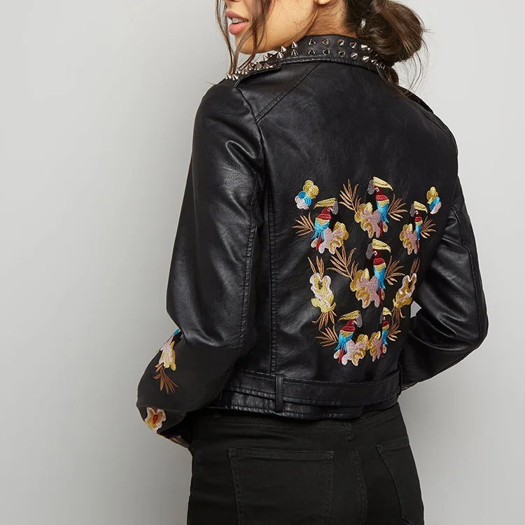 Yihao Women Classic Motorcycle Jackets Faux Leather Pu Zipper Short ...