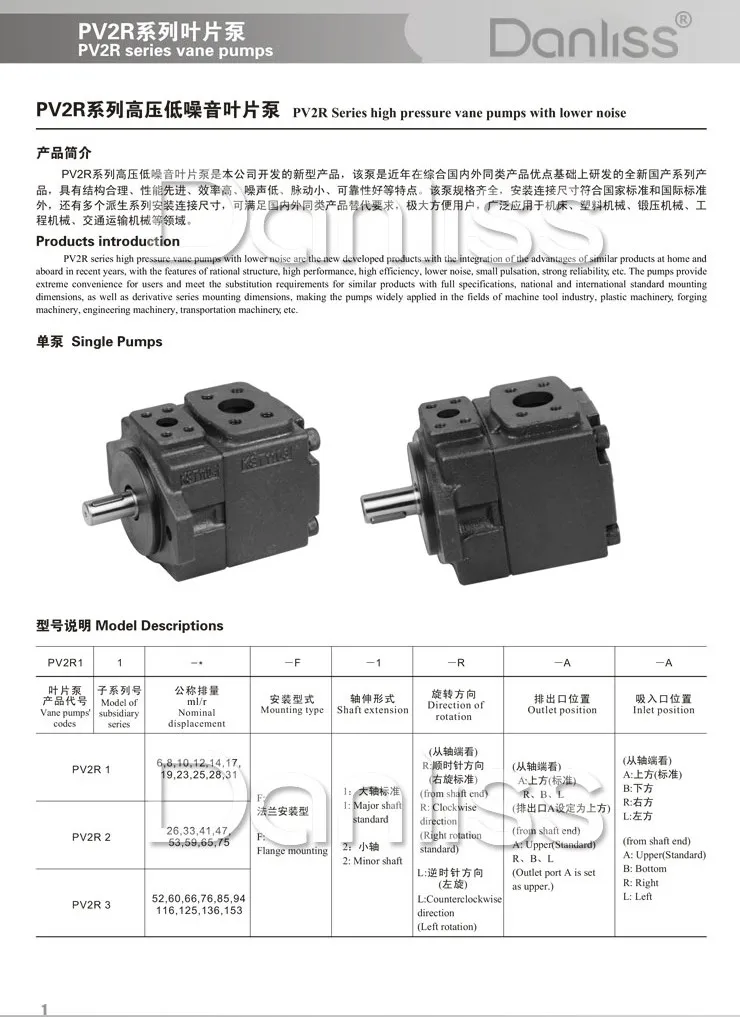 Hot sale PV2R1-31 PV2R2-59 PV2R3-116 series hydraulic vane pump ...