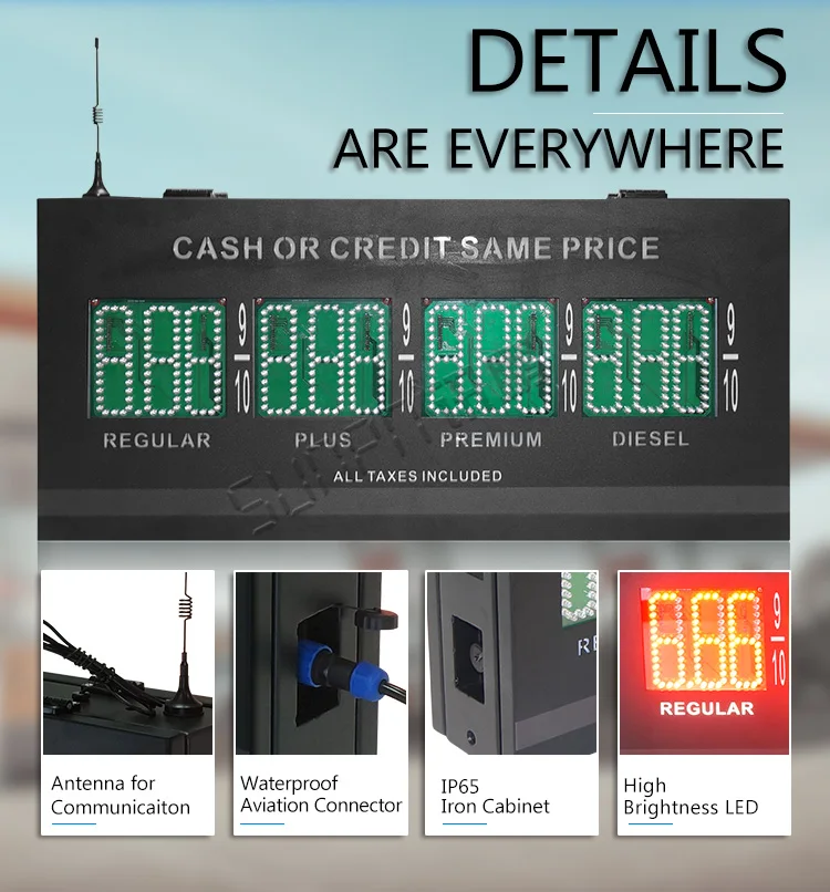 Custom Outdoor Gas Station Pump Topper LED Sign with Price Sync
