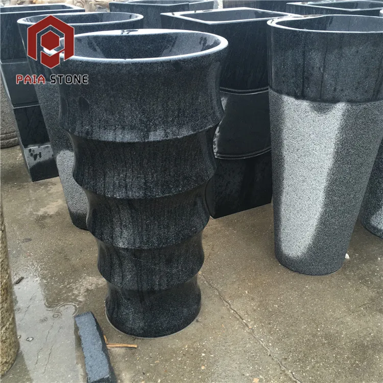 Nigeria Ghana Natural Granite Stone Black Wash Hand Basin With Pedstal ...