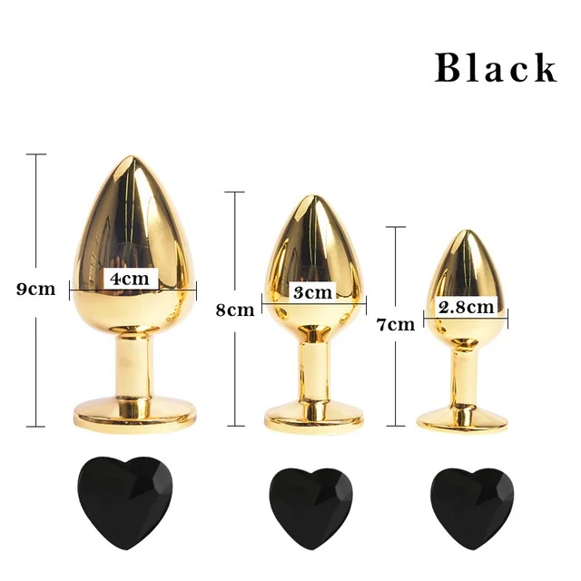 3 Sizes Hot Sale Anal Sex Toys Golden Heart Shape Anal Plug Adult