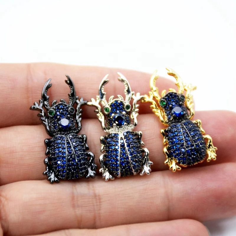 Sapphire Blue Cz Beetle Inspired Charm Cz Micro Pave Scarab Beetle ...