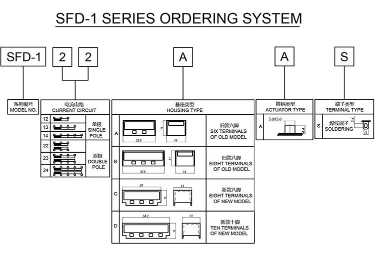 YMD SFD-1-23BAS SMD Slide Switch - 8 Pins, 3 Positions