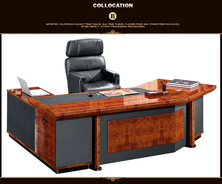 Wooden Government Office Table Escritorio L Shape Director Executive ...