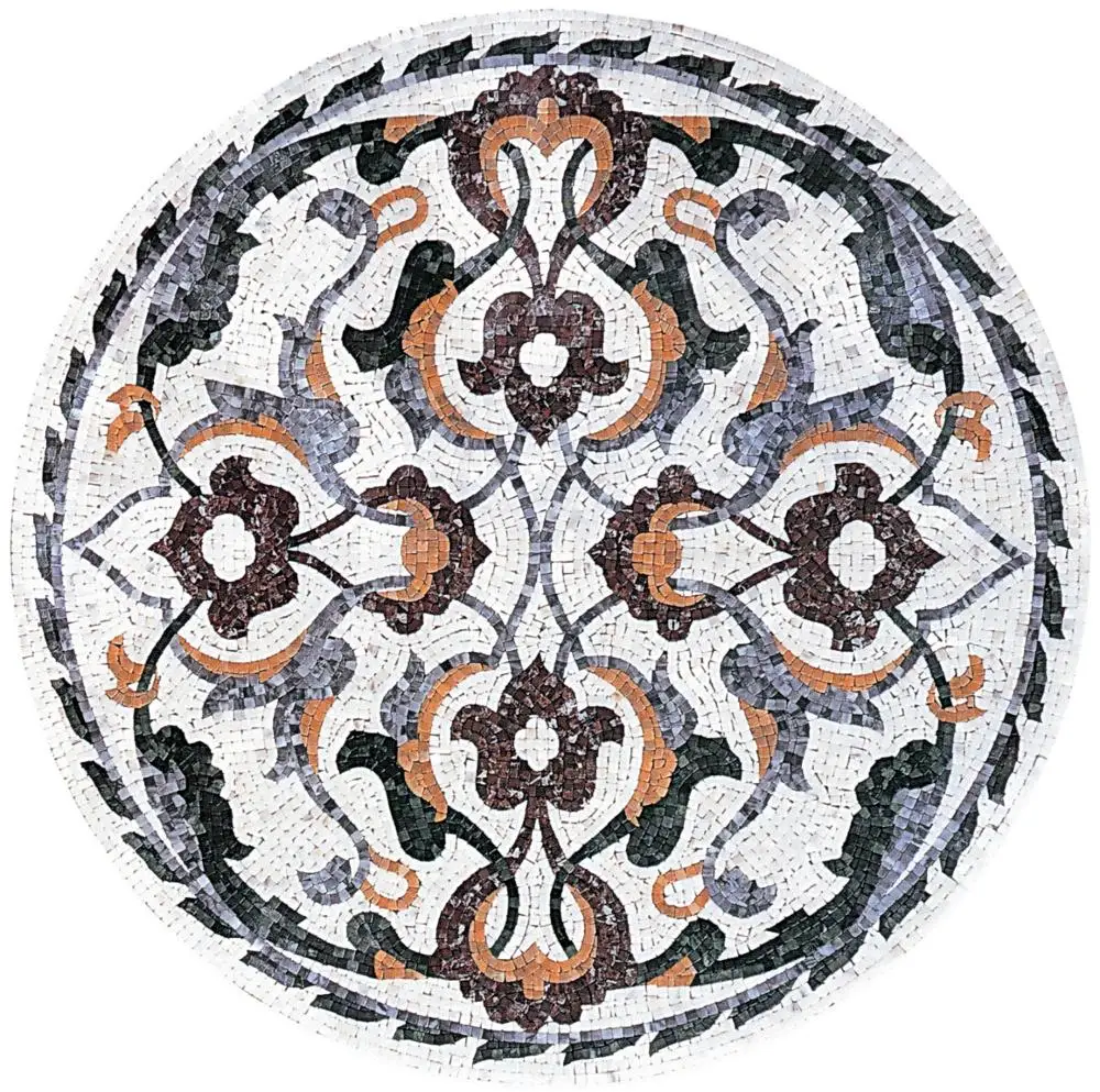 Round Shape Unique Design Concept Mosaic Medallion Floor Patterns Tile ...