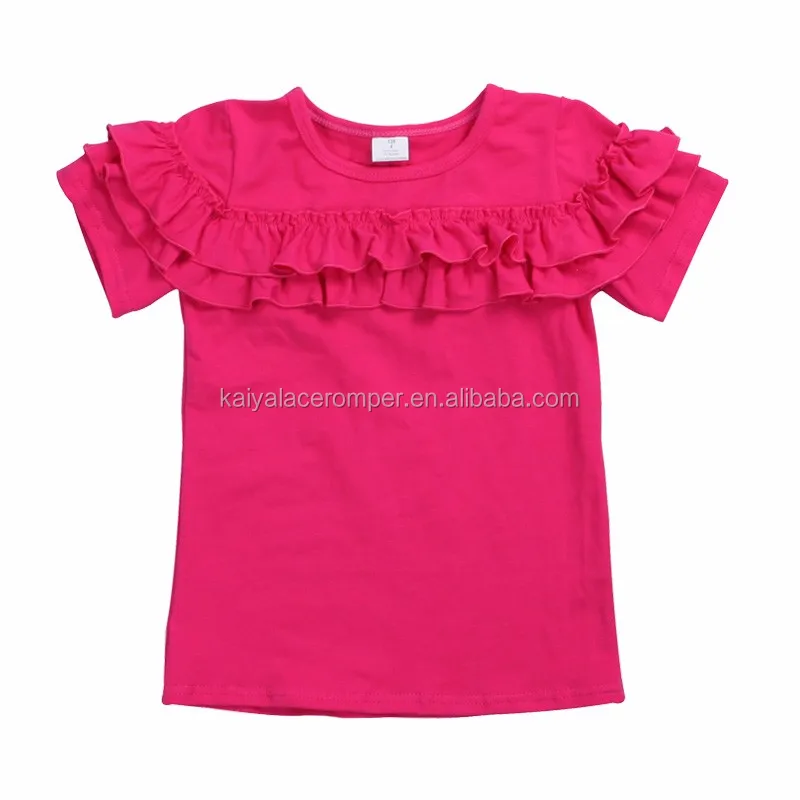 Latest Adorable Kids Tops Cotton Hot Pink Short Sleeve Ruffle Baby Girl ...