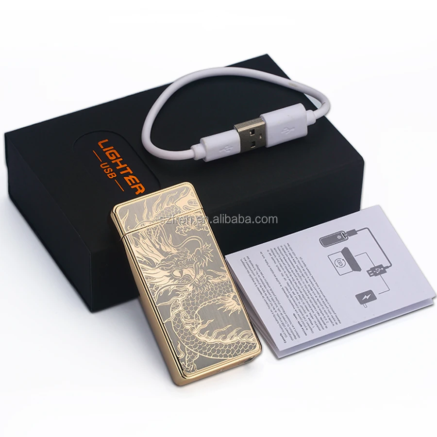 Golden Dragon Usb Rechargeable Electronic Lighter Windproof,Flameless ...