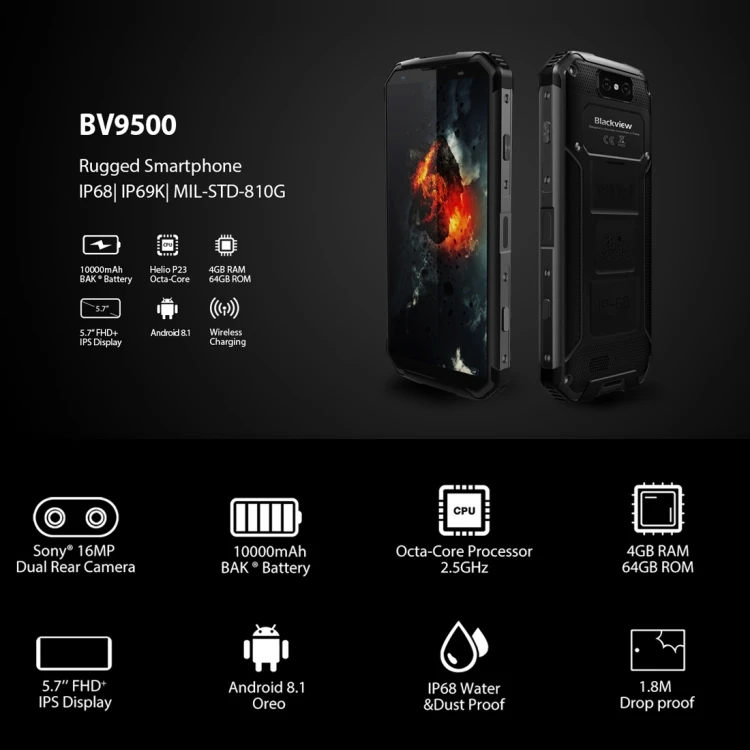 Original Blackview Bv9500 Rugged Smart Cell Phone 5.7 Inch Android 8.1 ...