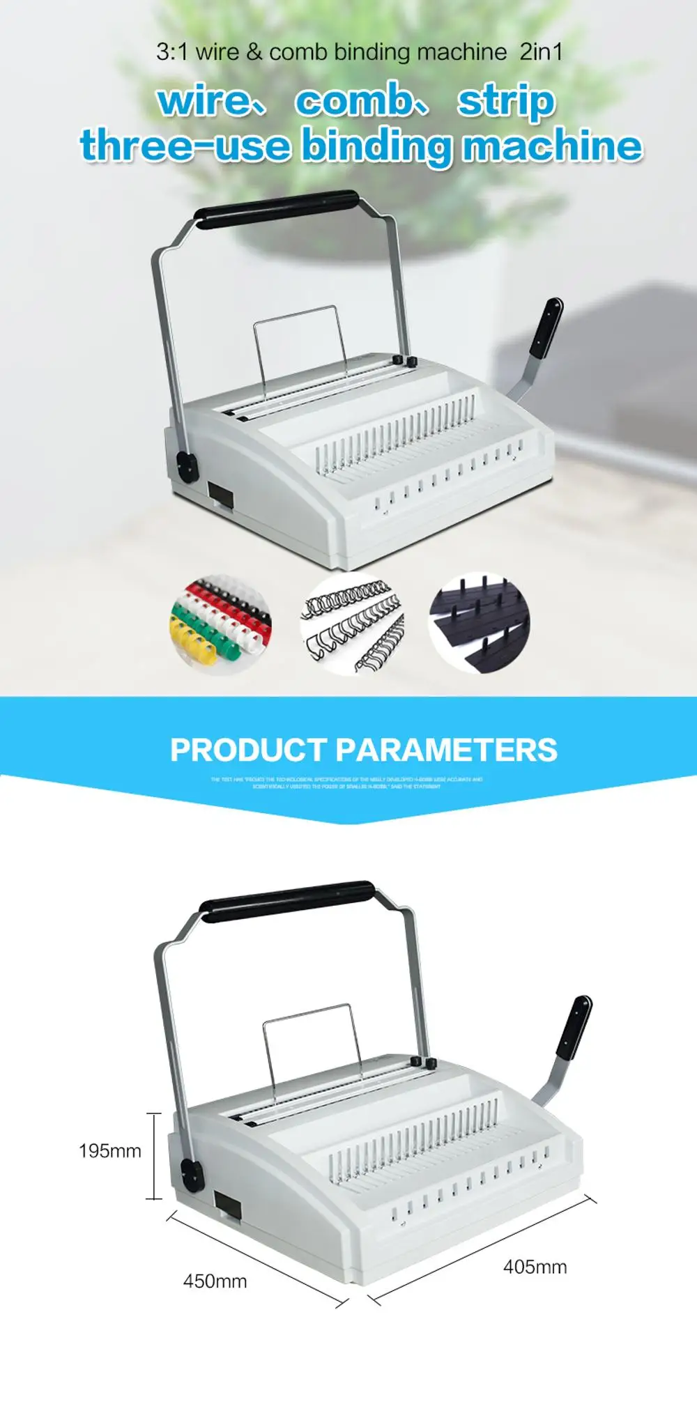 3:1 Wire Comb And Strip Binding Machine - Buy Plastic Comb Binding ...