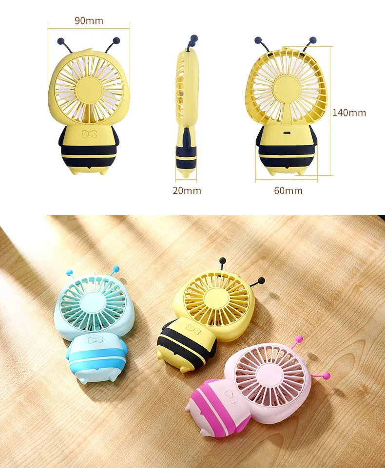 Newest Cute Bee Portable Led Rechargeable Battery Handheld Usb Mini Fan ...