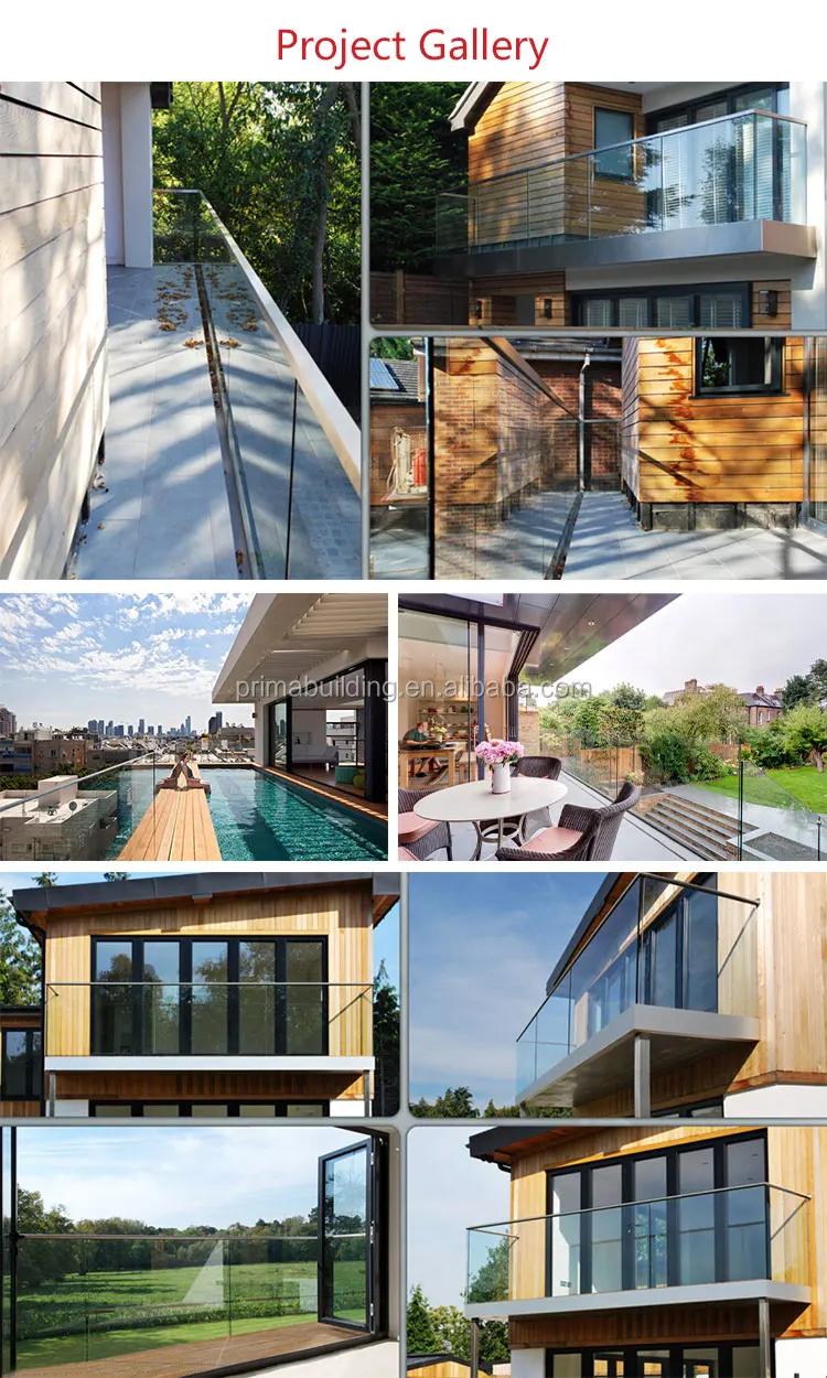 Fascia/ Face Mount Aluminium U Channel Frameless Glass Railing For ...