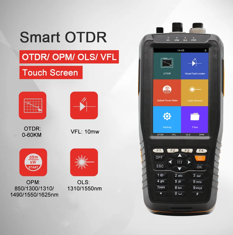 Smart Mini Otdr 1310/1550nm 60km Avec D'opm Ols Vfl Écran Tactile - Buy Mini Otdr,Mini Otdr 60 ...