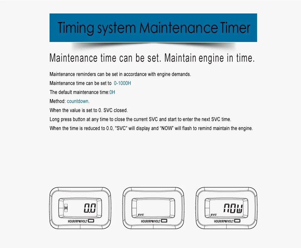 Runleader Digital RPM Meter - Track Engine Hours Accurately