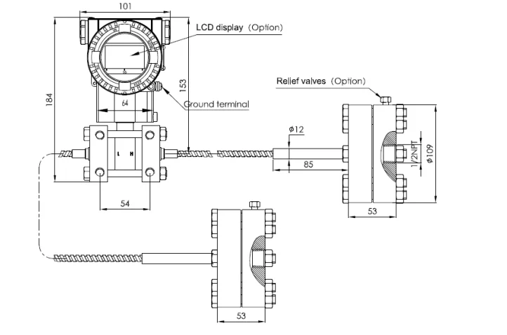 Two Side Flange Remote Seal Device Remote Seal Differential Pressure ...