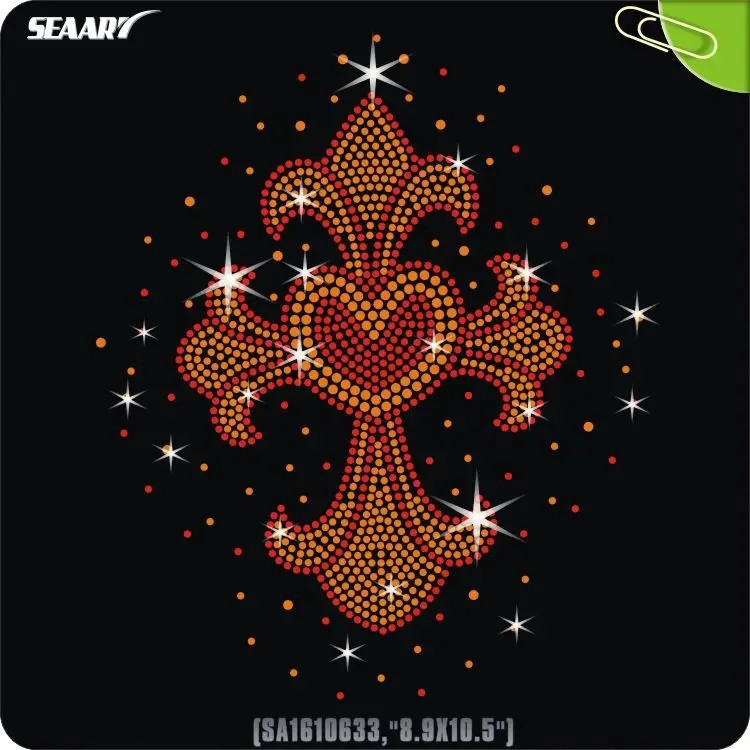Rhinestone Cross Hotfix Transfer Template - Buy Iron On Bling Transfers ...