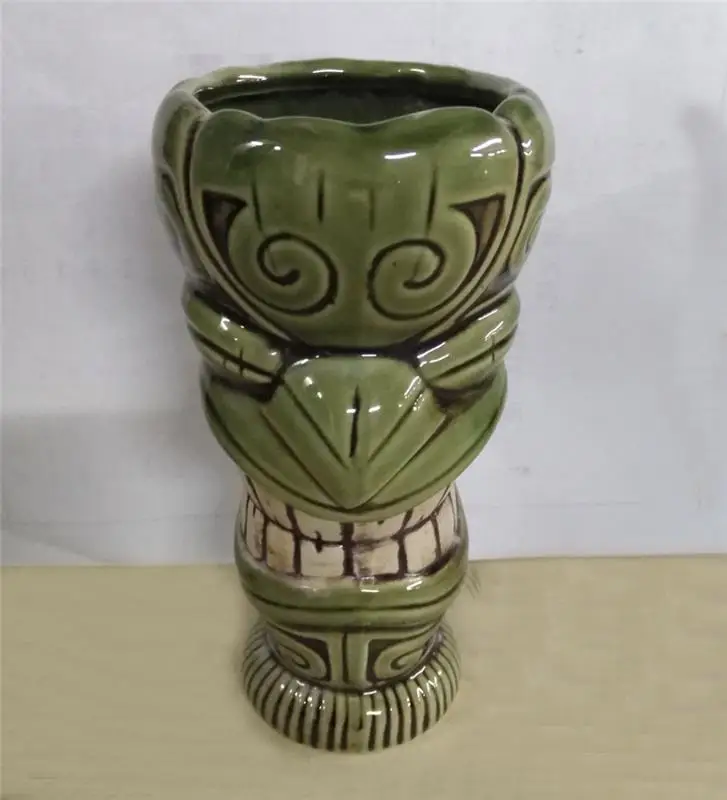 12 Oz Custom Porcelain Tiki Mug Set Cocktail Embossed Glazed Ceramic ...