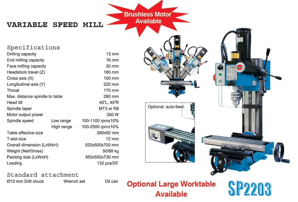 Mini Bridgeport Milling Machine SP2203 for Sale - High Precision