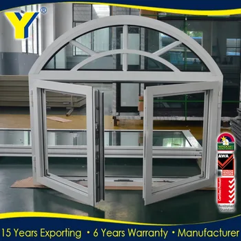 Arch Aluminum Window 3 Panel Triple Aluminium Casement Window With ...