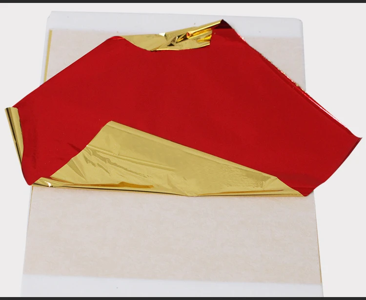 500 Sheets 13x13.5cm Red-gold Metallic Foil Paper For Crafts & Gilding