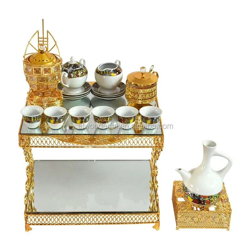2024 Arabic Metal Table Set with Porcelain Tea & Coffee