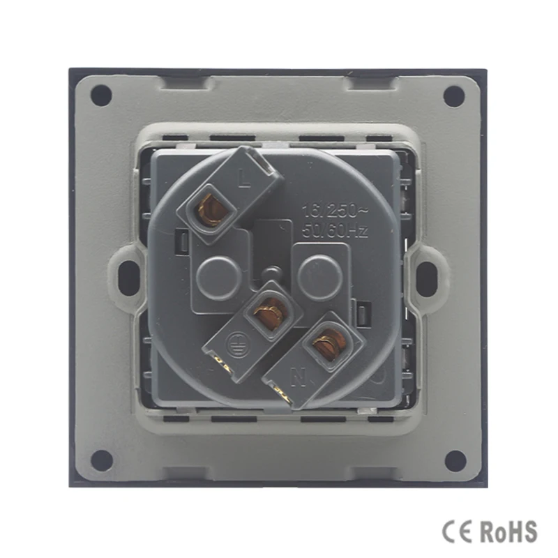 Single Schuko Eu 16a 2-pin Ac Wall Power Plug Power Socket In Black ...