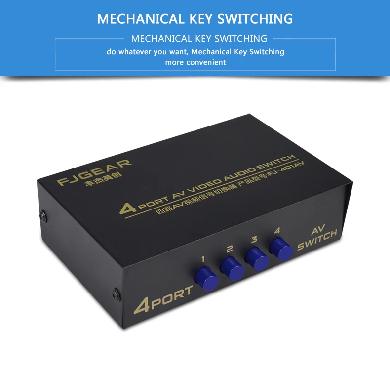 FJGEAR DVD 4 Input Switcher - Video Audio AV Switch 4 Port