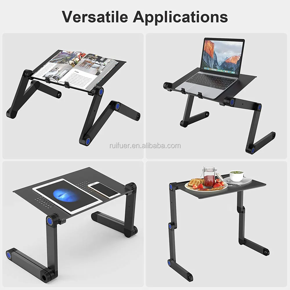 360 Adjust Folding Laptop Desk Computer Table Holes Cooling Notebook ...