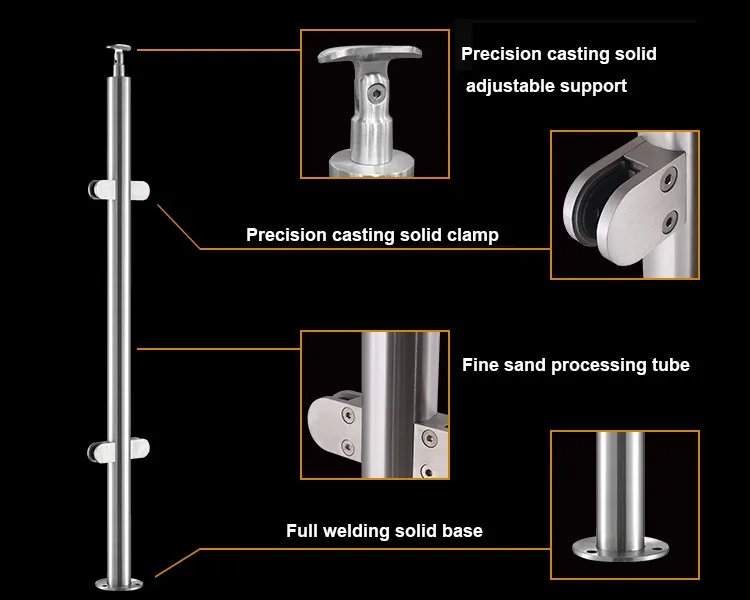 Precision Interior Modern Round Post Brackets Plexiglass Railing ...