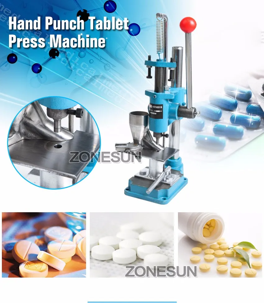 ZONESUN Pill Mini Press Machine Lab Professional Tablet Manual Punching ...