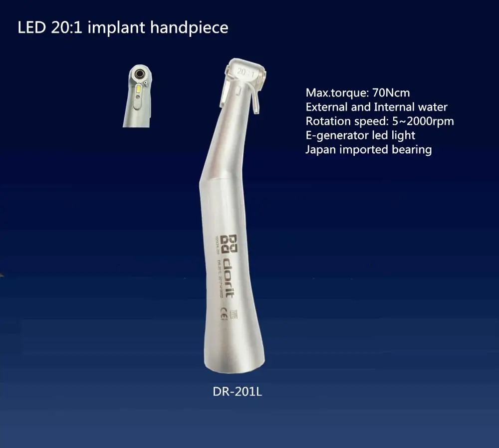 Dental 20:1 Contra Angle Led Implant Handpiece With E-generator Led ...
