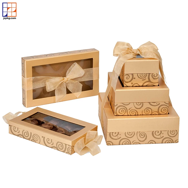 Luxury Cookie Packaging Bakery Boxes With Window Ribbon Decoration ...