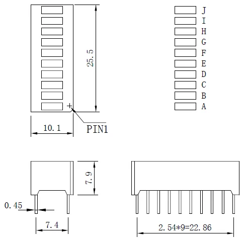 10 Segment Red Yellow Green Blue Led Bar Graph Display - Buy Led Bar ...