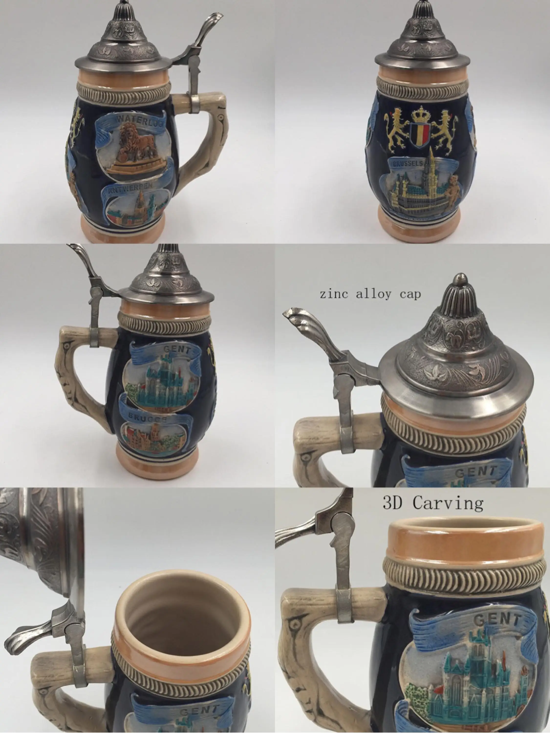 German Custom Stoneware Ceramic 1 Liter Beer Mug With Lid - Buy 1 Liter ...