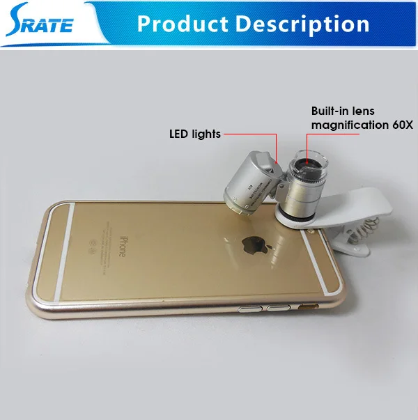 60X UV Light Microscope for Mobile Phone - Authenticates Currency