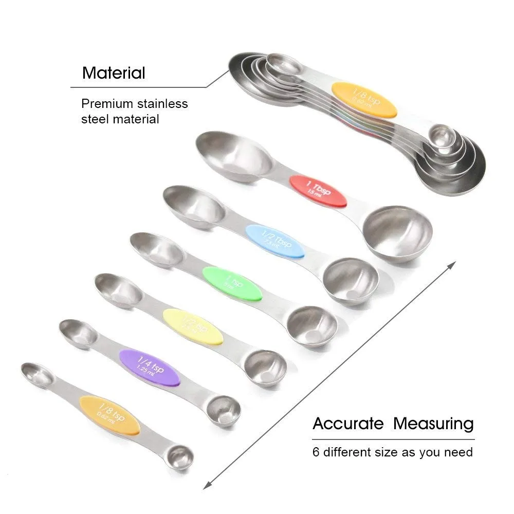 Stainless Steel 304 Double-side Spoon With Magnetic Measuring Spoon Set ...