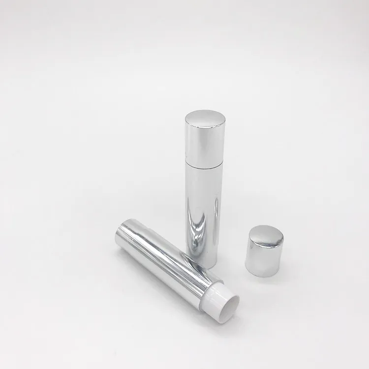 Wholesale Custom Empty Round Silver Slim Metal Lip Balm Tubes ...