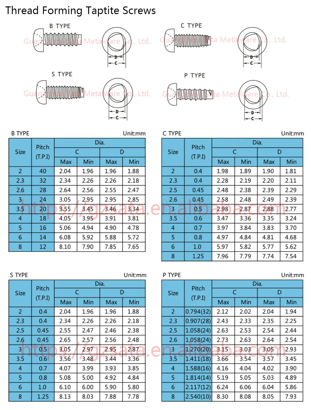 B Type / P Type Thread-rolling Taptite Screws For Plastic - Buy B Type ...