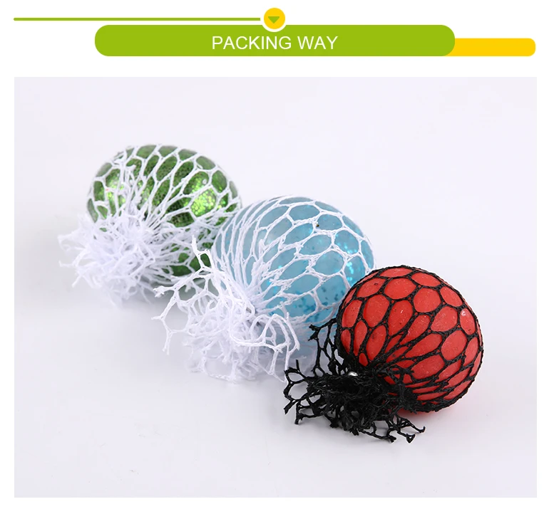 50mm Squish Mesh Soft Squishy Toy Colored Mesh Squeeze Grape Ball For ...