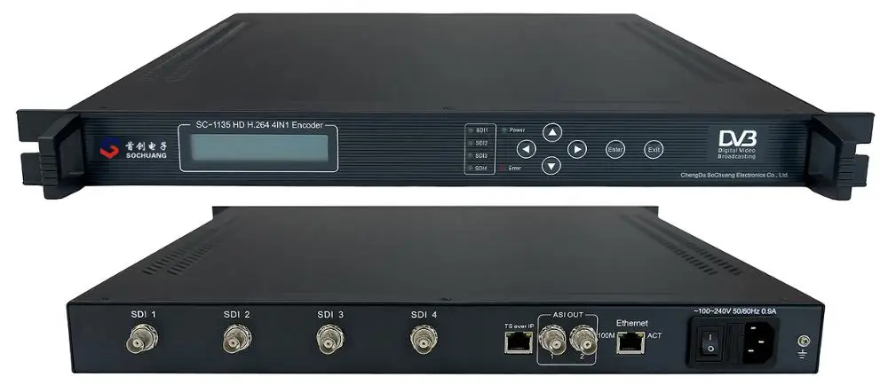 4in1 1080p Multichannel 3G SDI to IP ASI Converter - Sochuang