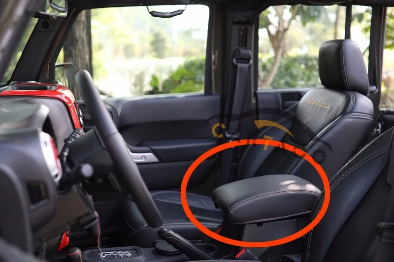 Multifunction Black Leather Center Console Armrest Pad Cover For Jeep ...
