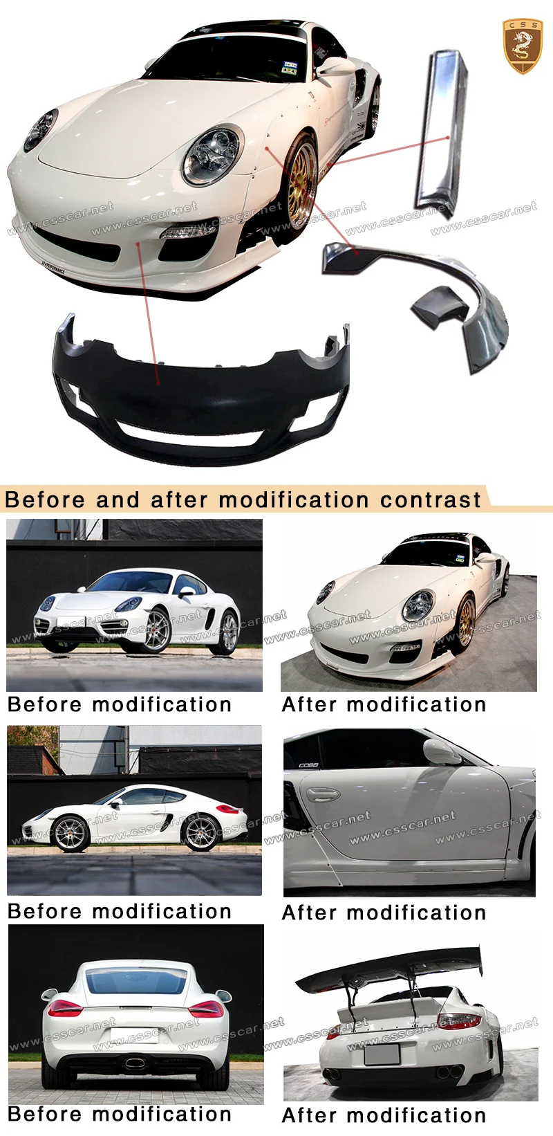 997 Lb Wide Body Kits Fiberglass Fender Flares Rear Spoiler Wing Front ...