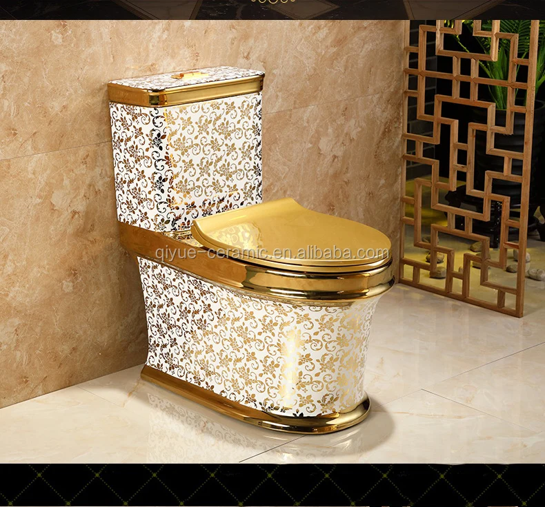 Modern Electroplated Wc One Piece Ceramic Wc Golden Sanitary Toilet ...