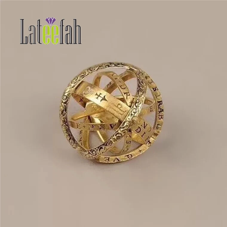 Copper Creative Love Couple Rotating Complex Astronomical Sphere Ring ...