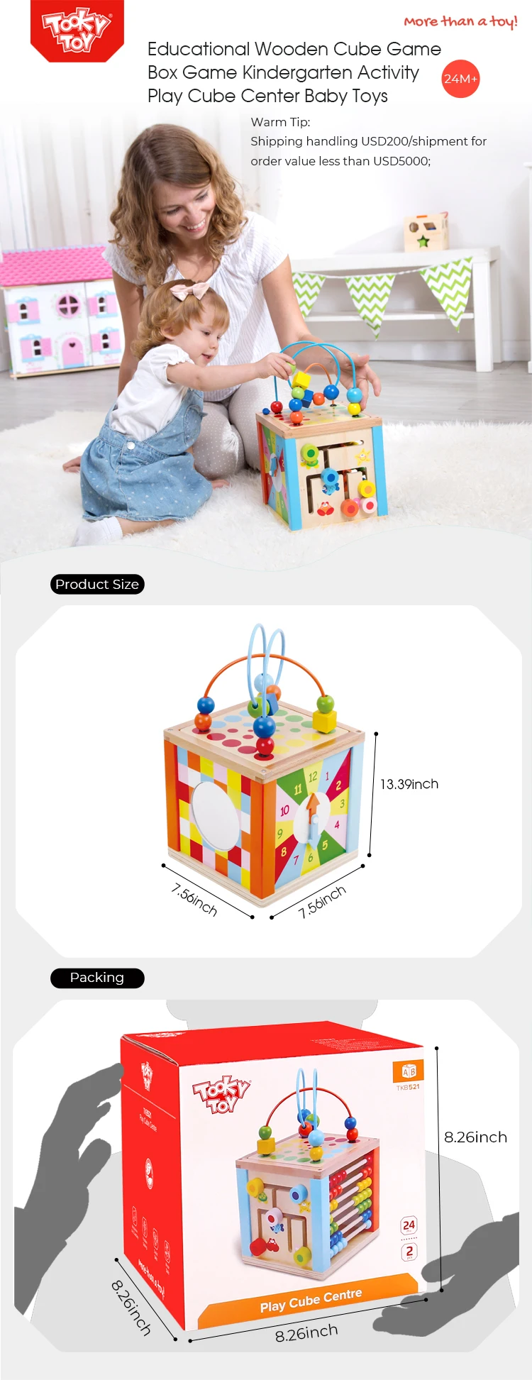 Educational Wooden Cube Game Box Game Kindergarten Activity Play Cube ...