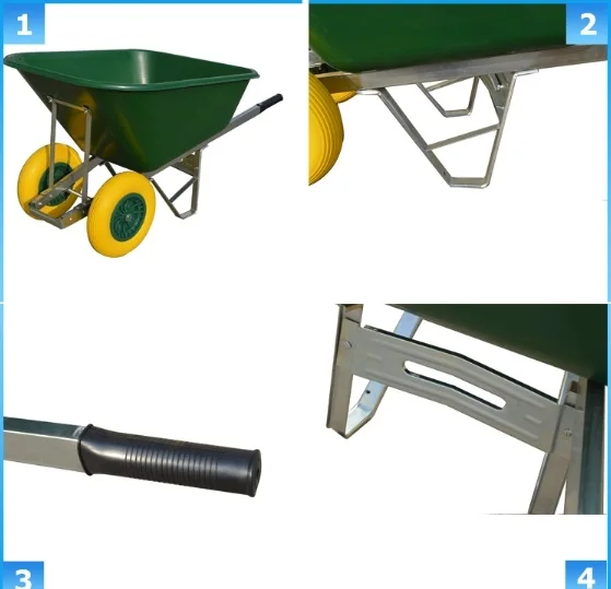 Heavy Duty Construction Wheelbarrow - 200L Plastic Tray