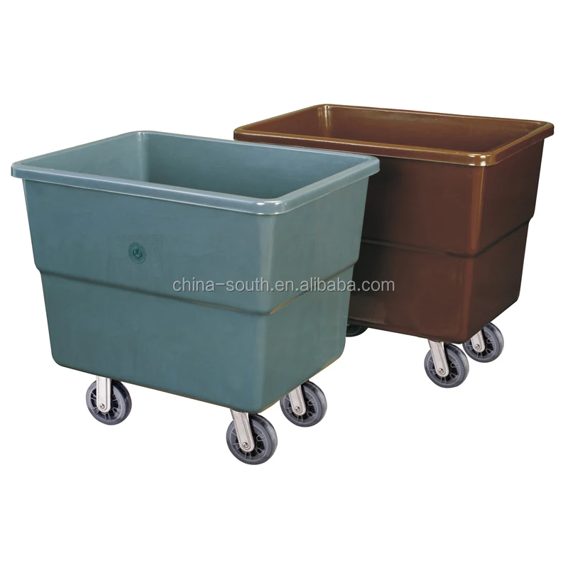 Round Soiled Housekeeping Dirty Linen Laundry Trolley Cart