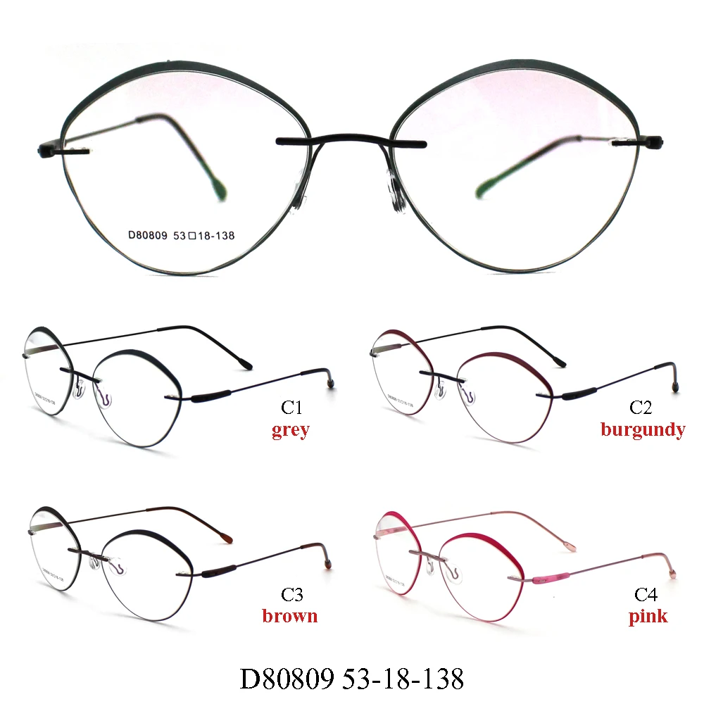 Designed Eyeglass Oval Rimless Metal Frame Rimless Gentleman Optical ...
